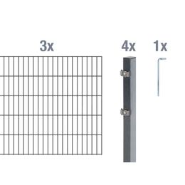 Alberts Doppelstabmattenzaun &raquo;Grundset&laquo; H&ouml;he: 80-200 cm, Gesamtl&auml;nge: 4-30 m, zum Einbetonieren Stahl H/L: 140cm x 6m