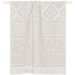 Pad Strandtuch &raquo;HARLEM&laquo; Made in Europe, Ton in Ton gestreift, mit Ornamenten, mit Fransen wei&szlig; Frottee, Frottee B/L: 100cmx180cm, 1 Stk., Ornamente 