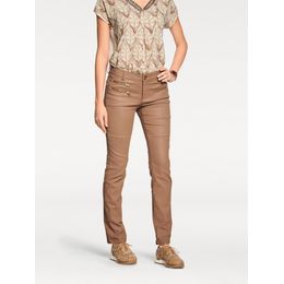 Heine Damen R&ouml;hrenhose, braun, Gr. 24, unifarben, 98% Baumwolle, 2% Elasthan, Beschichtung:100% Polyurethan, Hosen
