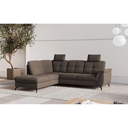 Sit & More sit&more Ecksofa &raquo;Zora&laquo; wahlweise mit Schlaffunktion und Bettkasten braun 90% Polyester 10% Polyamid B/H/T: 244cm x 92cm x 212cm, Struktur weich, 