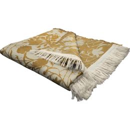 Adam Wohndecke &raquo;Flower Cuv&eacute;e&laquo; im floralem Design, Kuscheldecke gelb Baumwolle B/L: 145cm x 190cm