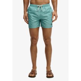 Superdry Herren Badeshorts "PREMIUM PRINTED 15 SWIM SHORT", gr&uuml;n, Gr. L, gemustert, Polyester, Badehosen, aus Polyester, modische Passform,
