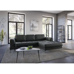 Sit & More sit&more Ecksofa &raquo;Bendigo L-Form&laquo; inklusive Sitztiefenverstellung, Bodenfreiheit 15 cm, 2 Fu&szlig;farben schwarz B/H/T: 284cm x 87cm x 175cm, NaturLEDER ,