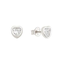 Amor Damen Paar Ohrstecker &raquo;Herzen&laquo; mit Zirkonia (synth.) silber Wei&szlig;gold 375