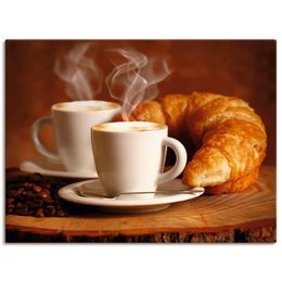 Artland Leinwandbild &raquo;Dampfender Cappuccino und Croissant&laquo; Getr&auml;nke 1 Stk. tlg. auf Holzrahmen gespannt braun Leinwand B/H/T: 60cm x 45cm, Leinwandbild 