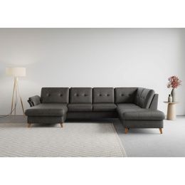 Sit & More sit&more Wohnlandschaft &raquo;G&ouml;teborg&laquo; inkl. Sitztiefenverstellung, wahlweise mit Bettfunktion & Bettkasten grau B/H/T: 327cm x 90cm x 226cm, Luxus-