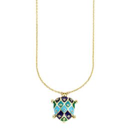 Firetti Damen Kette mit Anh&auml;nger &raquo;Silberkette gelbgoldfb. emallierter Anh&auml;nger in Schildkr&ouml;ten-Optik&laquo; mit Zirkonia (synth.) Silber 925 (Sterlingsilber