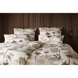 Elegante Bettw&auml;sche &raquo;Jungle Graphic&laquo; 2 Stk. angenehmes Hautgef&uuml;hl braun Mako-Satin, Obermaterial: 100% Baumwolle B/L: 155cm x 220cm, 1 Stk., 1 Stk., Mako-Satin