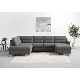 Sit & More sit&more Wohnlandschaft &raquo;Far&ouml; U-Form&laquo; inklusive Federkern, wahlweise mit Schlaffunktion und Bettkasten grau B/H/T: 325cm x 90cm x 187cm, Luxus-