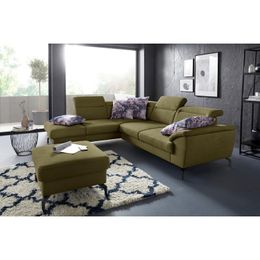 Sit & More sit&more Ecksofa &raquo;Percy L-Form&laquo; 15 cm Fu&szlig;h&ouml;he, Sitztiefenverstellung, wahlweise in 2 Fu&szlig;farben gr&uuml;n B/H/T: 270cm x 235cm, Luxus-Microfaser Paris, 