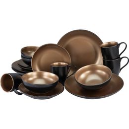 Creatable Kombiservice &raquo;Geschirr-Set Glamour Gold&laquo; Service, metallische Farben, 16 Teile, f&uuml;r 4 Personen gold Steinzeug 16 Stk.