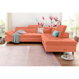 Sit & More sit&more Ecksofa &raquo;Limit L-Form&laquo; wahlweise mit Schlaffunktion und Bettkasten orange Kunstleder SOFTLUX ;Luxus-Microfaser ALTARA NUBUCK (100% Polyester)