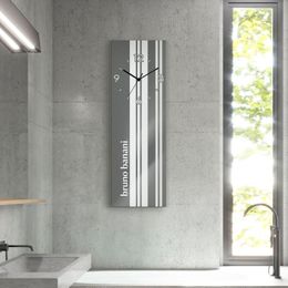 Bruno Banani Wanduhr &raquo;Stripes auf Glas&laquo; wahlweise mit Quarz- oder Funkuhrwerk, lautlos ohne Tickger&auml;usche grau B/H/T: 20cm x 60cm x 1,8cm, Quarzuhr