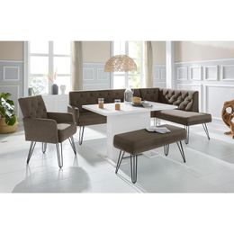 exxpo - sofa fashion Eckbank &raquo;Doppio, Chesterfield Optik, komfortabel und bequem, hohe Designf&uuml;&szlig;e&laquo; Frei im Raum stellbar grau 100% Polyester B/H/T: 