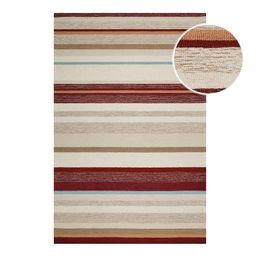 Wecon Home Teppich &raquo;Sally&laquo; rechteckig 7 mm H&ouml;he handgefertigt, gestreift, pflegeleicht, Wolle, Wohnzimmer, Esszimmer bunt Schurwolle B : 70cm 1 Stk., 