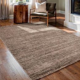 Sanat Teppich &raquo;Oslo, auch als L&auml;ufer und in Rund&laquo; rechteckig 10 mm H&ouml;he meliert robuster Kurzflor, Wohnzimmer, Schlafzimmer, auch als L&auml;ufer braun 