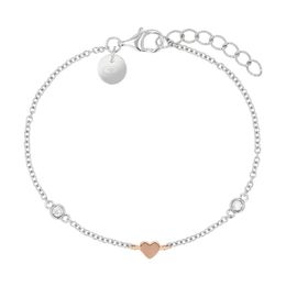 Tom Tailor Damen Tom Tailor Silberarmband &raquo;Herz&laquo; mit Zirkonia (synth.) rosa 16cm, Silber 925 (Sterlingsilber)