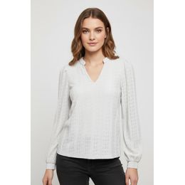 Only Damen Blusenshirt "ONLMELANIE L/S SPLIT TOP JRS", wei&szlig;, Gr. XL, unifarben, Jersey, Obermaterial: 98% Polyester, 2% Elasthan, Shirts