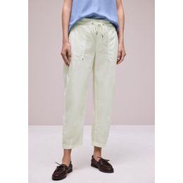 Street One Damen Schlupfhose, beige, Gr. 44, Web, Obermaterial: 98% Baumwolle, 2% Elasthan, Hosen, Barrel Leg Hose in Papertouch-Qualit&auml;t