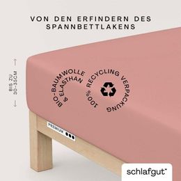 Schlafgut Spannbettlaken &raquo;PREMIUM Mako-Zwirn-Jersey, 220 g/m&sup2;, 95% Bio-Baumwolle, 5% Elasthan&laquo; Bettlaken bis 30 cm H&ouml;he, PREMIUM-Qualit&auml;t langlebig, perfekter 