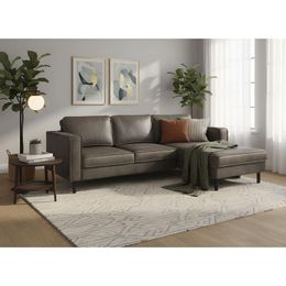 Home Affaire Ecksofa &raquo;Watkins, wahlweise mit Schlaffunktion/Bettkasten, moderne offene Naht&laquo; Recamiere beidseitig montierbar, L-Form, Breite 232 cm 