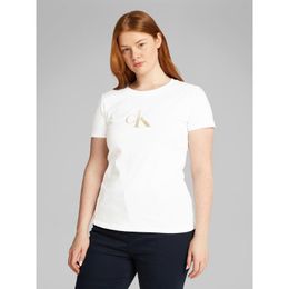 Calvin Klein Jeans Plus Damen T-Shirt &raquo;PLUS GRADIENT CK SLIM TEE&laquo; in gro&szlig;en Gr&ouml;&szlig;en, Druck mit Farbverlauf wei&szlig; XXL (44)