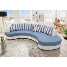 Home Affaire Ecksofa &raquo;Lazio modern und bequem, schmale Armlehnen, tolle Detailverarbeitung&laquo; ergonomische Form blau 100% PU (Kunstleder)/60% Polyester,