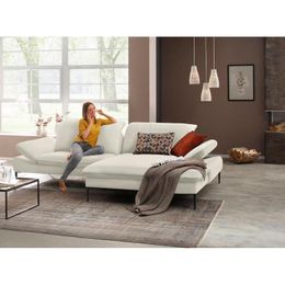 W.Schillig Ecksofa &raquo;enjoy&MORE, Designsofa, elegant und bequem, L-Form&laquo; Sitztiefenverstellung, F&uuml;&szlig;e schwarz pulverbeschichtet, Breite 294 cm wei&szlig; 