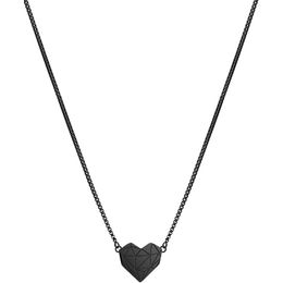 Liebeskind Berlin Damen Kette mit Anh&auml;nger &raquo;Schmuck Geschenk Edelstahl Herz&laquo; schwarz Edelstahl, L: 40 B: 2mm