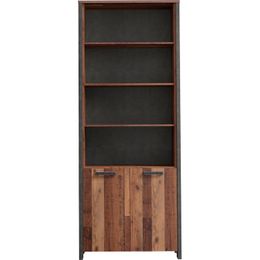 FORTE Aktenregal &raquo;Clif&laquo; B&uuml;cherregal, Breite 86 cm, viel Stauraum mit 2 T&uuml;ren grau B/H/T: 86cm x 220,7cm x 41,6cm, 6 Stk. offene F&auml;cher