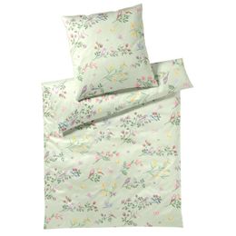 Elegante Bettw&auml;sche &raquo;Songbird&laquo; 2 Stk. angenehmes Hautgef&uuml;hl gr&uuml;n Mako-Satin, Obermaterial: 100% Baumwolle B/L: 135cm x 200cm, 1 Stk., 1 Stk., Mako-Satin, B/L: 