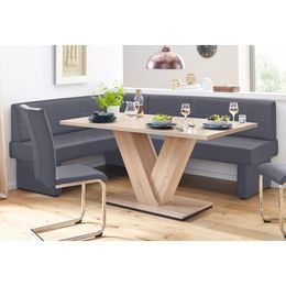 Home Affaire Eckbank grau Kunstleder B/H/T: 222cm x 89cm x 162cm, Kunstleder, langer Schenkel rechts