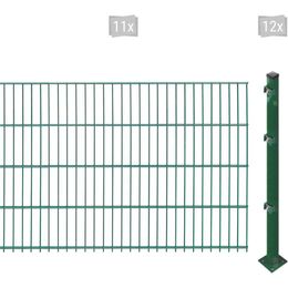 Arvotec Doppelstabmattenzaun &raquo;ESSENTIAL 83 zum Aufschrauben&laquo; Zaunh&ouml;he 83 cm, Zaunl&auml;nge 2 - 60 m gr&uuml;n Kunststoff, Stahl H/L: 83cm x 22m, Pfosten: 12 Stk.