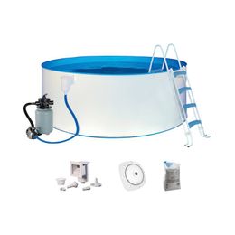 Konifera Rundpool &raquo;R&Uuml;GEN 1&laquo; mit LED-Scheinwerfer zur stimmungsvollen abendlichen Beleuchtung wei&szlig; &Oslash;/B/H/L: 360cm x Breite x H&ouml;he 90cm x L&auml;nge, 8.000 l