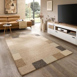 Theko Wollteppich &raquo;Origin Loop 7&laquo; rechteckig 10 mm H&ouml;he handgetuftet, reine Schurwolle, Unifarben, mit Bord&uuml;re Schurwolle B : 140cm 1 Stk., 10mm, L: 