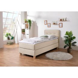 Home Affaire Boxspringbett &raquo;Fargo&laquo; inkl. Topper, in 3 Matratzenarten, in Samt- oder Strukturstoff beige Struktur fein (100% Polyester);Samtstoff (100%