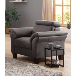 OTTO home Sessel &raquo;Arngast&laquo; Inclusive Kopfteilverstellung und Federkern grau Luxus-Microfaser (100% Polyester);Luxus-Microfaser Lederoptik (100% 