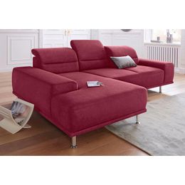 Sit & More sit&more Ecksofa &raquo;Mariola L-Form&laquo; mit Recamiere und Federkern, inklusive Sitztiefenverstellung rot Struktur (100% Polyester);Luxus-Microfaser ALTARA 