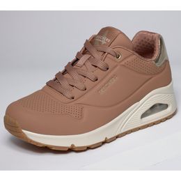 Skechers Damen Sneaker "UNO GOLDEN AIR", Gr. 41hellbraun, Lederimitat, Schuhe, Freizeitschuh, Halbschuh, Schn&uuml;rschuh mit Metallic-Einsatz