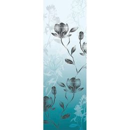 ARCHITECTS PAPER Fototapete &raquo;Mystic Blossoms Blue&laquo; Floral Tapete Natur T&uuml;rkis Wei&szlig; Panel 1,00m x 2,80m blau Vlies B/L: 1m x 2,8m