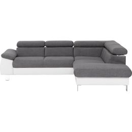 COTTA Ecksofa &raquo;Komaris L-Form, B: 249 cm&laquo; mit Kopfteilverstellung, optional Schlaffunktion, Bettkasten & Licht grau Microfaser PRIMABELLE (100% 