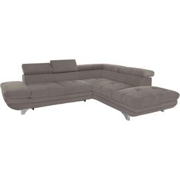 COTTA Ecksofa &raquo;Enterprise L-Form&laquo; mit Arm- & Kopfteilverstellung, wahlweise mit Schlaffunktion grau Struktur (100% Polyester );Chenille (90% Polyester
