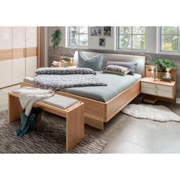 Wiemann Bett &raquo;Kiruna, Bettgestell, Bettrahmen, Eiche Nachbildung, Polsterkopfteil&laquo; 4-fache Liegeh&ouml;henverstellung, MADE IN GERMANY, Polsterkopfteil aus
