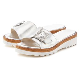 Lascana Damen Pantolette "Sandale, Sommerschuh, offener Schuh, Mule", Gr. 35, blau, Obermaterial: 100% Schafsleder. Decksohle: 100% Lederimitat.