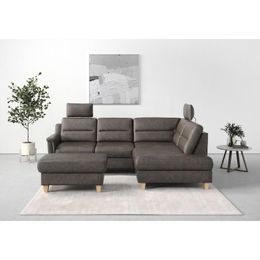 Sit & More sit&more Ecksofa &raquo;Far&ouml; L-Form&laquo; inklusive Federkern, wahlweise mit Schlaffunktion und Bettkasten braun B/H/T: 251cm x 90cm x 187cm, Microfaser, 