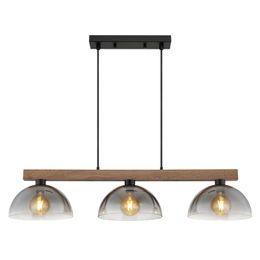 NOWA H&auml;ngeleuchte &raquo;ROMY&laquo; E27 1 Stk. H&auml;ngeleuchte Holz & Glas, h&ouml;henverstellbar, stilvoll modern braun 3, &Oslash; 30cm H: 120cm, 1 Stk.