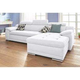Sit & More sit&more Ecksofa &raquo;Top Andiamo L-Form&laquo; wahlweise mit Schlaffunktion, inklusive Kopfteilverstellung wei&szlig; Kunstleder SOFTLUX ;Struktur ( 100% Polyester) 