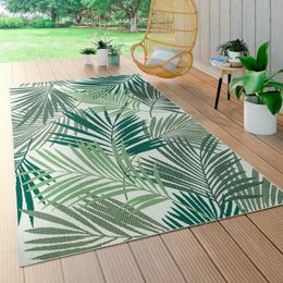 Paco Home Teppich &raquo;Ostende 534&laquo; rechteckig 4 mm H&ouml;he Flachgewebe, Motiv Palmenbl&auml;tter, In- und Outdoor geeignet, Wohnzimmer gr&uuml;n Polypropylen B : 200cm 1 Stk., 