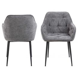 ACTONA GROUP Esszimmerstuhl () Essstuhl Anthrazit, Beine mattschwarzem Stahl und Tuftings, 2er Set grau 100% polyester B/H/T: 58cm x 83cm x 55cm, 