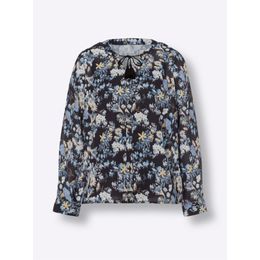 Heine Bluse Damen Gr&ouml;&szlig;e L hellblau / gelb / schwarz / wei&szlig;